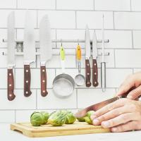 China Modern Kitchenroom Block Tube Stainless Steel Magnetic Knife Holder with Hanger Hook for sale