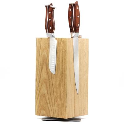 China Wood Ferrite Magnet 360 Rotatable Knife Block Holder Rack with Magnetic Stands-Walnut for sale