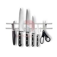 China 304 Stainless Steel Magnetic Knife Bar Rack with 6 Hooks and Ferrite Magnet Type 10 Inch for sale