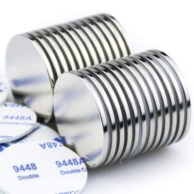 China Round Disc Magnet Made with Permanent NiCuNi Coating on 3M Self Adhesive Magnetic Sheet for sale