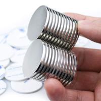 China Round Disc Magnet Made with Permanent NiCuNi Coating on 3M Self Adhesive Magnetic Sheet for sale