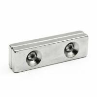 China Super Strong Double Hole Neodymium Block Magnets for Engineering Temperature Resistance for sale