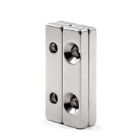 China Super Strong Double Hole Neodymium Block Magnets for Engineering Temperature Resistance for sale
