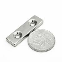 China Super Strong Double Hole Neodymium Block Magnets for Engineering Temperature Resistance for sale
