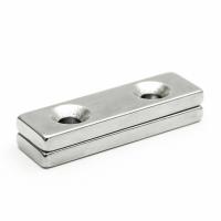 China 10000 Gauss N52SH Strong Block Magnet with 2 Countersunk Holes Neodymium NdFeB Material for sale