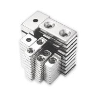 China 10000 Gauss N52SH Strong Block Magnet with 2 Countersunk Holes Neodymium NdFeB Material for sale