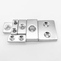 China 10000 Gauss N52SH Strong Block Magnet with 2 Countersunk Holes Neodymium NdFeB Material for sale