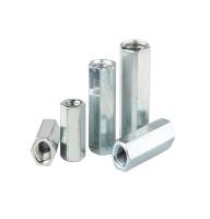 China SS201 Hex Long Forged Eye Nut DIN6334 Coupling Nut White Zinc Plated for sale