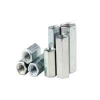 China SS201 Hex Long Forged Eye Nut DIN6334 Coupling Nut White Zinc Plated for sale