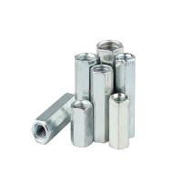 China SS201 Hex Long Forged Eye Nut DIN6334 Coupling Nut White Zinc Plated for sale
