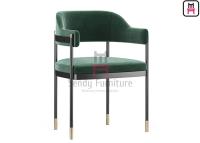 China Open Back Upholatered Armrests Dining Chair With Gold Details for sale