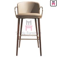 China Restaurant Leather Bar Stool Stainless Steel Armrests With Back / Footrest for sale
