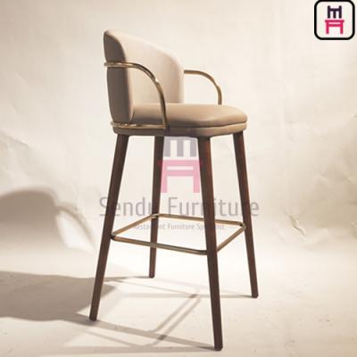 China Sendy Leather Commercial Restaurant Bar Stool Stainless Steel Footrest Armrest for sale