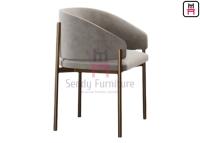 China Grey Velvet Shell Back Stainless Steel Dining Chair With Armrests for sale