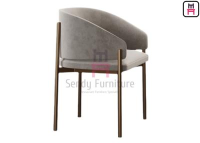 China Grey Velvet Shell Back Stainless Steel Dining Chair With Armrests for sale
