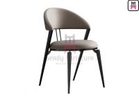 China Open Back Carbon Steel Frame Leather Upholstered Dining Chair For Restaurant for sale