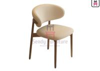 China Bowed Back Leather Upholstered Dining Chair With Ash Wood Frame for sale