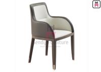 China Dual Color Leather Upholstered Ahs Wood Dining Chair With Armrests for sale