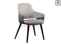 China Hollowed Out Back Metal Restaurant Chair With Leather Upholstered for sale