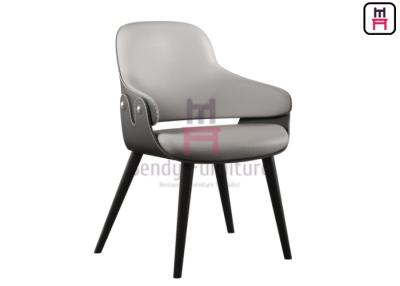 China Hollowed Out Back Metal Restaurant Chair With Leather Upholstered for sale
