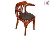 China Vintage Wood Leather Dining Chairs With Arms Oak Wooden Wedding Chairs for sale