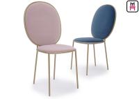 China Armless Round High Back Metal Restaurant Chairs With Elegant Macarons Color for sale