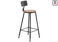 China Simple Design Black Leather Bar Stools , Upholstered Metal Counter Height Stools for sale