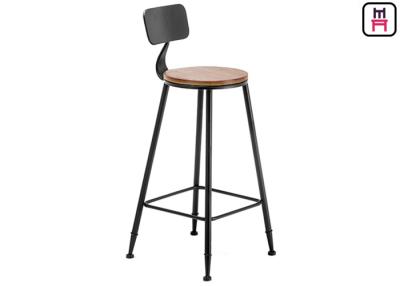 China Simple Design Black Leather Bar Stools , Upholstered Metal Counter Height Stools for sale