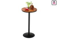 China 22'' Diameter Round Restaurant Bar Tables Solid Wood Metal Base For Two - Four People for sale