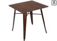 China Quare Counter Height Dining Table , Solid Wood Top Metal Bast Replica Tolix Dining Table for sale