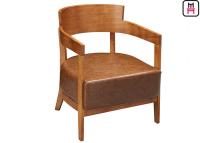 China Solid Wood Black Brown Leather Armchair , Single Wood Frame Sofa With Huge Arm for sale