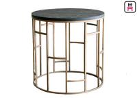China Nodric Design Wood Top Metal Base Coffee Table D45 * H45 Cm / D55 * H60 Cm for sale