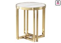 China D50 * H55 Cm Marble Top Stainless Steel Coffee Table Modern Hotel Furniture for sale