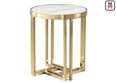 China D50 * H55 Cm Marble Top Stainless Steel Coffee Table Modern Hotel Furniture for sale