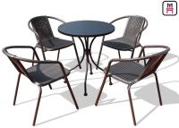 China Square/ Round Outdoor Restaurant Tables Carbon Steel Weatherproof Patio Furniture for sale
