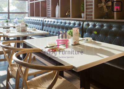 China Leather Restaurant Sofa Set Fast Food Hotel Booth Sofa Diamond Button Decoration for sale