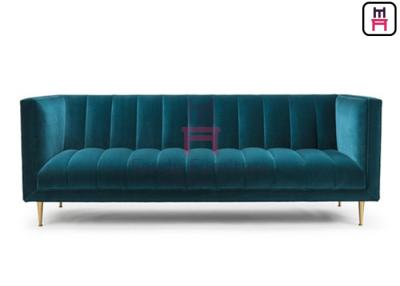China Hotel Restaurant Booth Bench Seating With Upholstered Velvet Arm And Steel Chrome Leg for sale