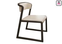 China Leather Upholstered Wooden Dining Chairs No Armrest With Ash Wood Black Color for sale