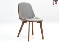 China Nordic Style Wood Restaurant Chairs With Curved Woos Back Leather Seater for sale