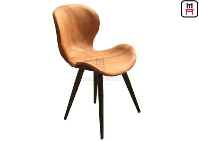 China S Shape Metal Restaurant Chairs Leather Upholstered Customized Cushion Color for sale