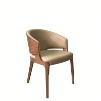 China Customizable Wood Restaurant Chair with Solid White Ash Wood and Premium Faux Leather for Elegant Dining Spaces for sale