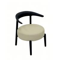 China Modern Ergonomic Ash Wood Dining Chair, Armless Curved Back, Thick Plush Cushion, Solid Wood Restaurant Chair for Home & Commercial Use, Black Finish for sale