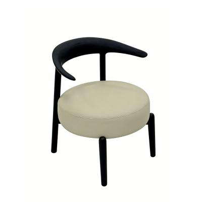 China Modern Ergonomic Ash Wood Dining Chair, Armless Curved Back, Thick Plush Cushion, Solid Wood Restaurant Chair for Home & Commercial Use, Black Finish for sale
