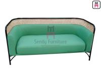 China Green Upholstered Commercial Banquette Seating With Rattan Wood / SS Frame for sale