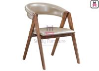 China Upholstered Wood Restaurant Chairs Oak Wood Leather Soft Backrest With Crossed Armrests for sale