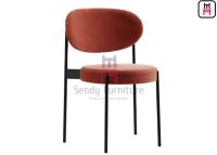 China Red Black Painted Metal Dining Room Chairs / Upholstered Dining Chair Without Arm for sale