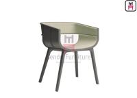 China Modern Bowed Bentwood Wood Restaurant Chairs Upholstered Leather With Armrest for sale