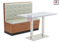 China High Ribbed Leather Upholstered Banquette Seating Wood Wall 38'' With Upright High Back for sale