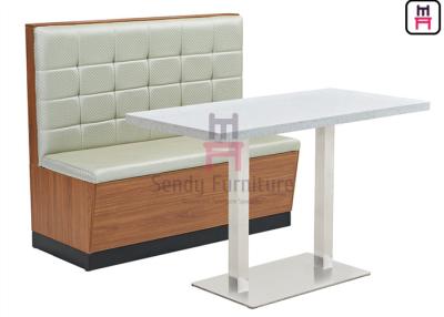 China High Ribbed Leather Upholstered Banquette Seating Wood Wall 38'' With Upright High Back for sale