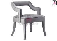 China Hollowed Backrest Wood Restaurant Chairs Fully Upholstered In Gray Color Velvet for sale